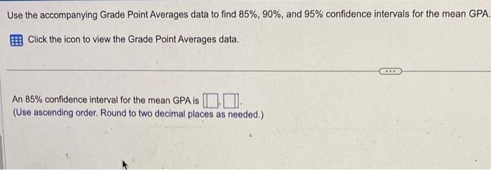 Solved Use the accompanying Grade Point Averages data to | Chegg.com