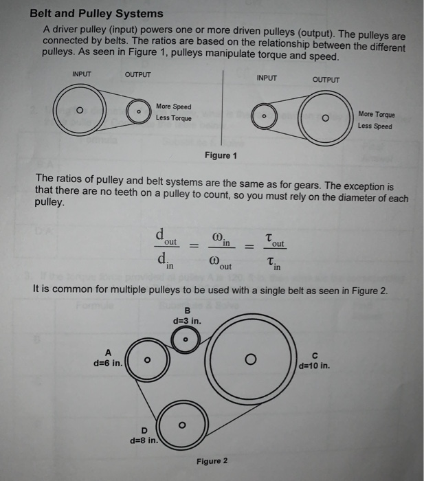 Solved Belt and Pulley Systems A driver pulley (input) | Chegg.com