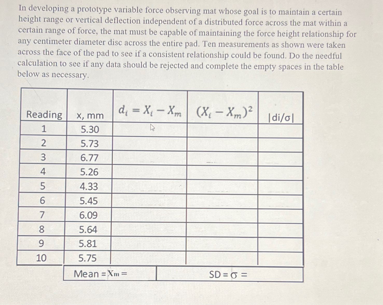 Solved In developing a prototype variable force observing | Chegg.com