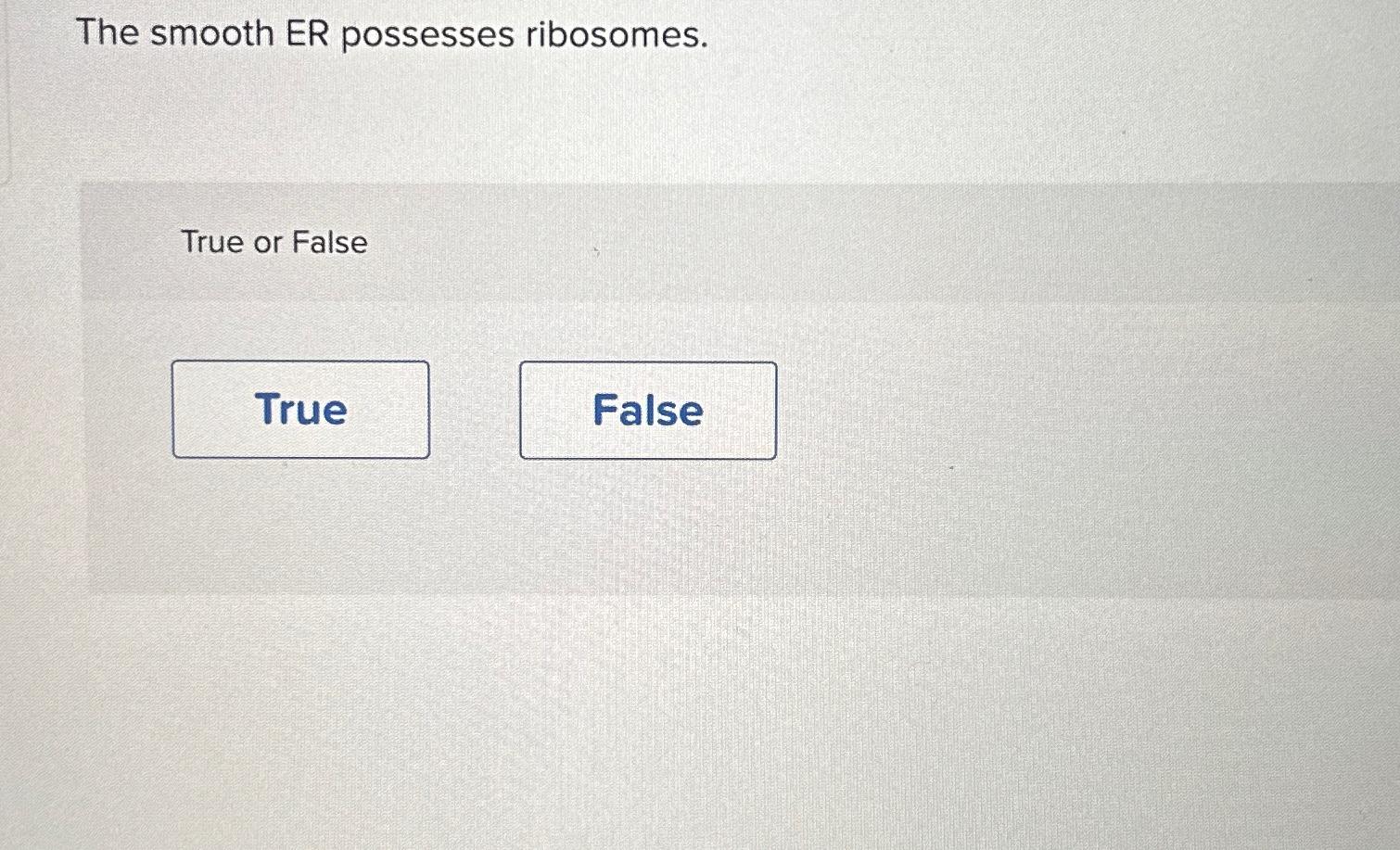 Solved The smooth ER possesses ribosomes.True or False | Chegg.com