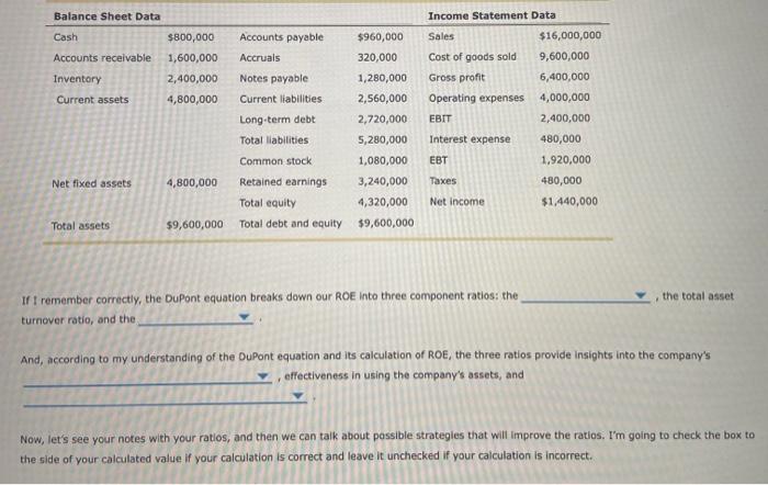 8. An analysis of company performance using DuPont | Chegg.com