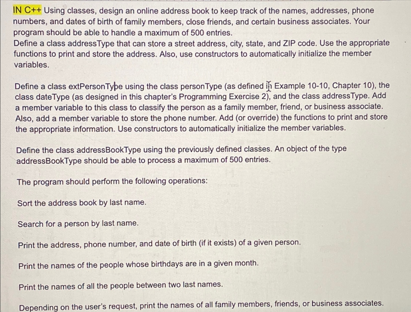 Solved Computer don't use any I'd plsIN C++ ﻿Using classes, | Chegg.com