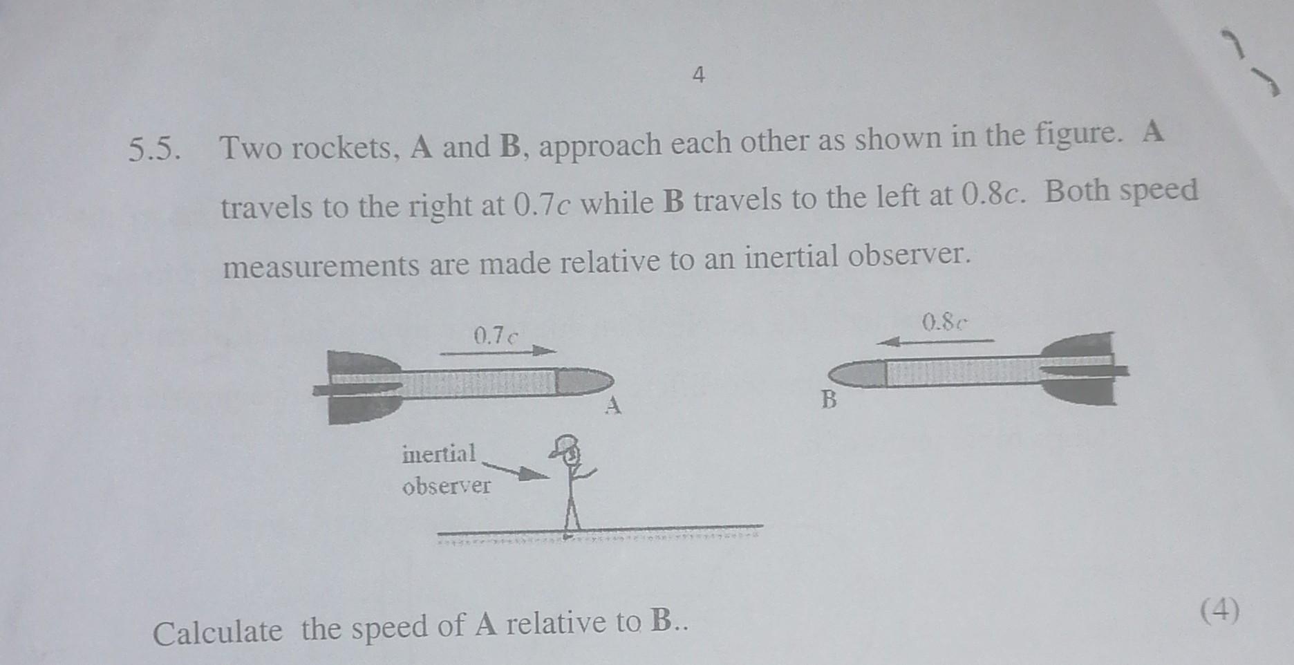 Solved 5.5. Two rockets, A and B, approach each other as | Chegg.com