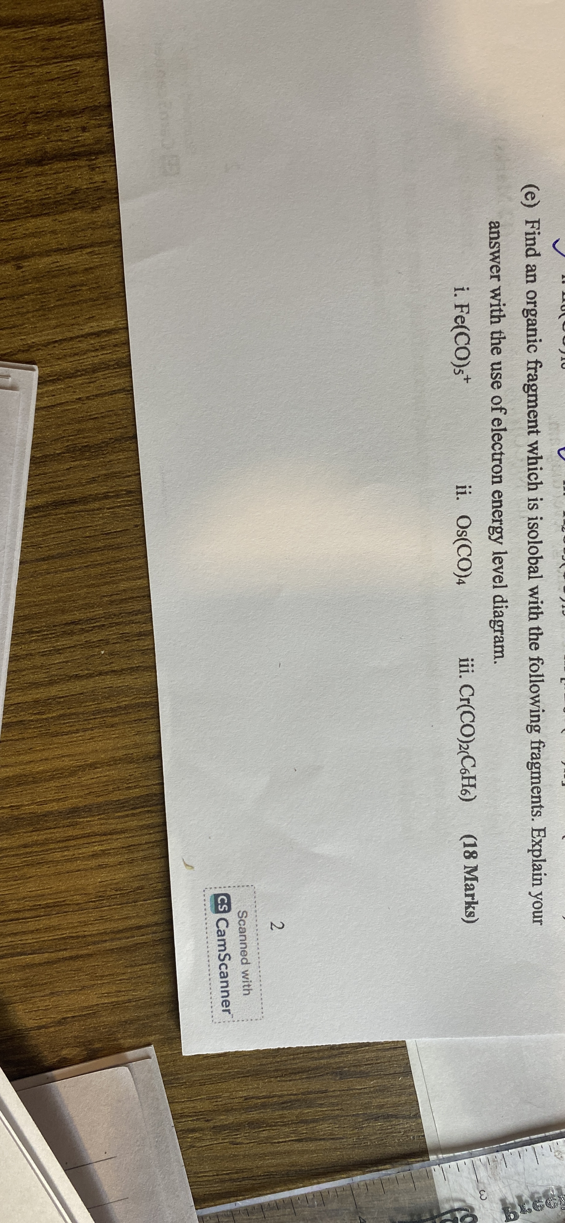 Solved (e) ﻿Find an organic fragment which is isolobal with | Chegg.com