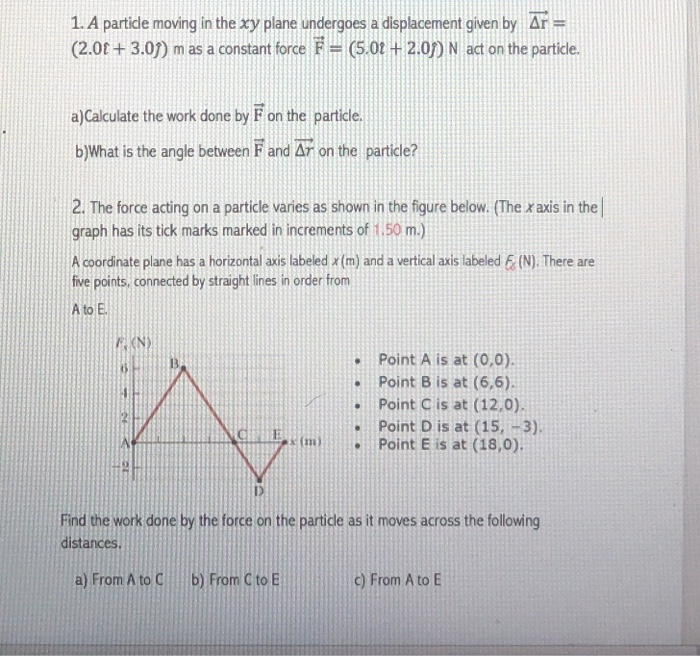 Solved 1. A partide moving in the xy plane undergoes a | Chegg.com