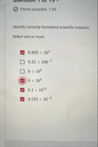 Solved Points possible: 1.00Identify correctly formatted | Chegg.com