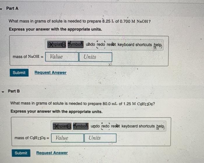 Solved Part A What mass in grams of solute is needed to | Chegg.com