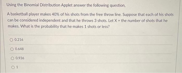 Solved Using the Binomial Distribution Applet answer the | Chegg.com