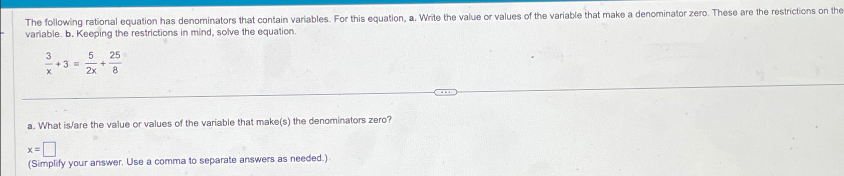 Solved The following rational equation has denominators that | Chegg.com