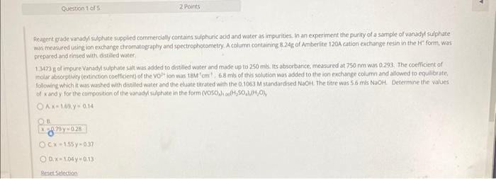 Aesagent grode vansdy/ culphate supplied commercially | Chegg.com