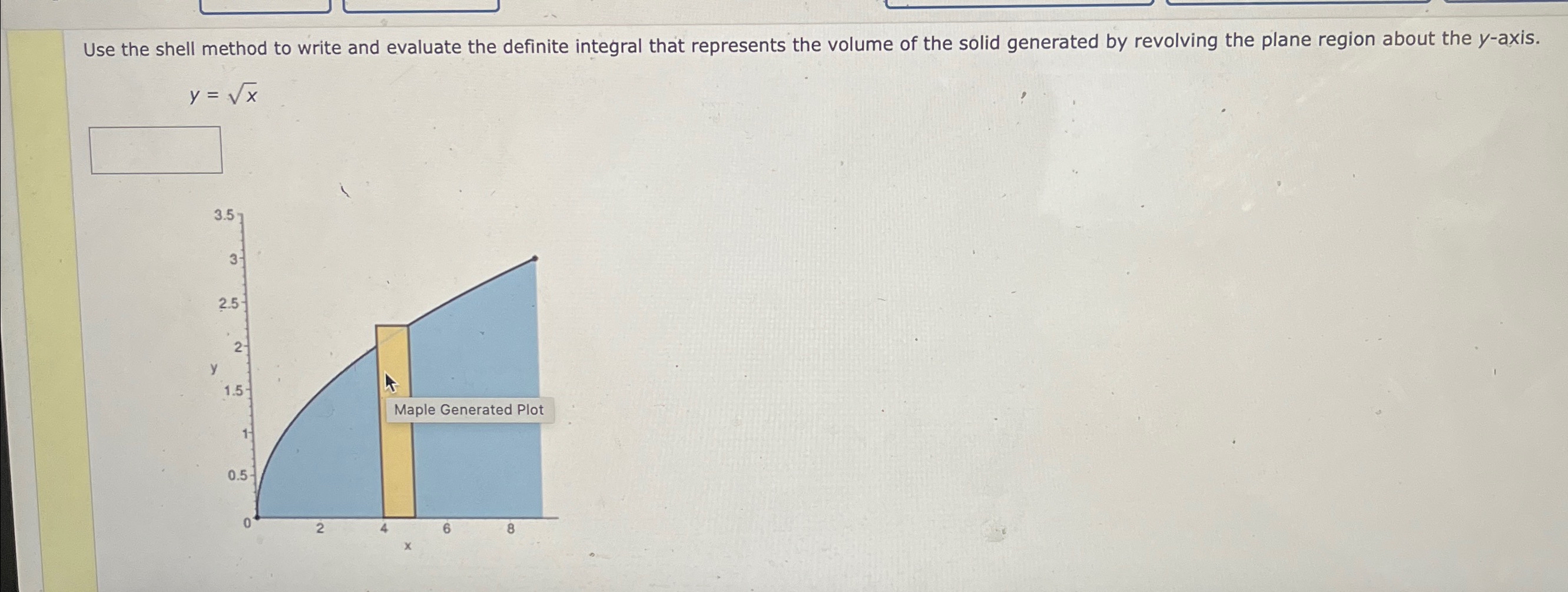 Solved Use the shell method to write and evaluate the | Chegg.com