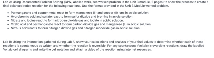 Solved Lab A: Using Documented Problem Solving (DPS, | Chegg.com