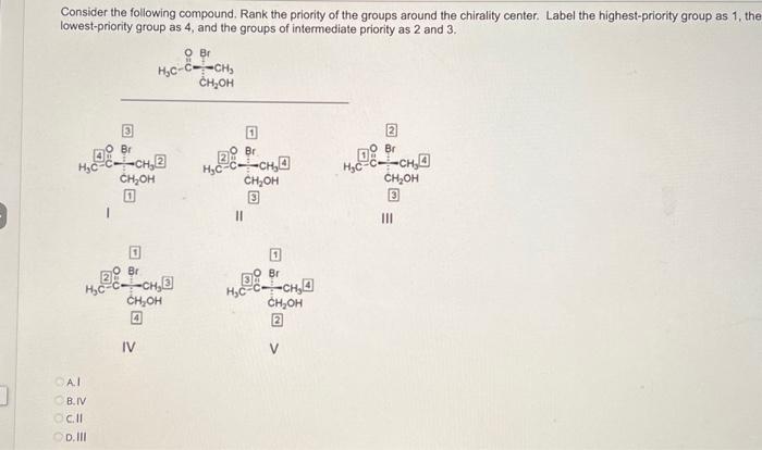Solved Consider the following compound. Rank the priority of | Chegg.com