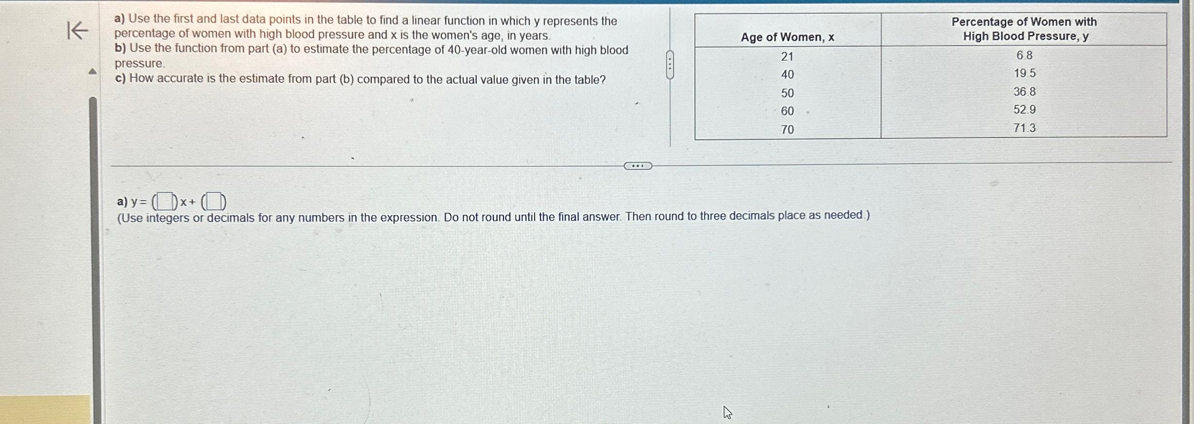 Solved a) ﻿Use the first and last data points in the table | Chegg.com