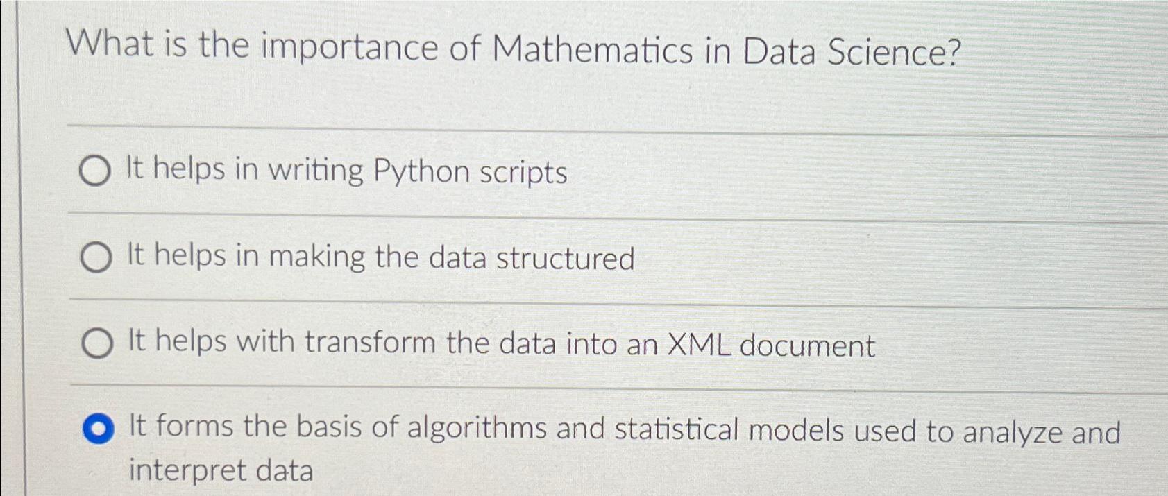 What is the importance of Mathematics in Data | Chegg.com