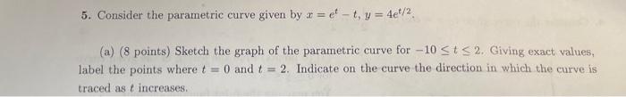 5. Consider the parametric curve given by | Chegg.com