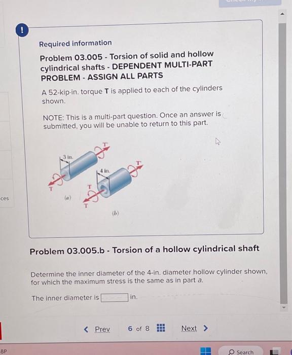 Solved Required information Problem 03.005 - Torsion of | Chegg.com