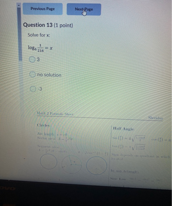 Solved Previous Page Next Page Question 13 (1 point) Solve | Chegg.com