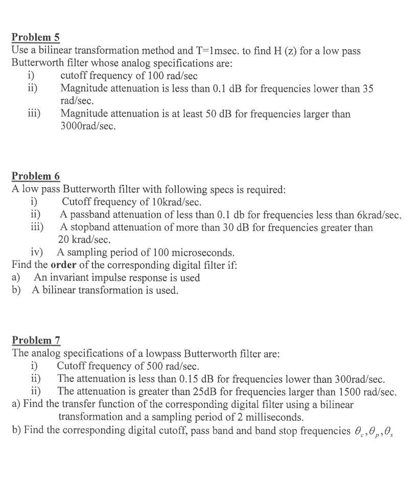 Solved Problem 5 Use A Bilinear Transformation Method And