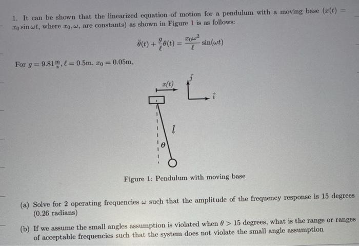 Solved 1. It can be shown that the linearized equation of | Chegg.com