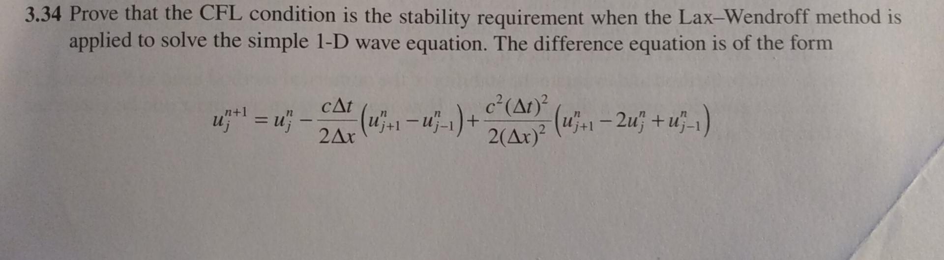 Solved 3.34 Prove that the CFL condition is the stability | Chegg.com