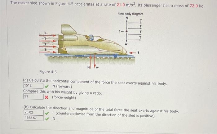 Solved The rocket sled shown in Figure 4.5 accelerates at a | Chegg.com
