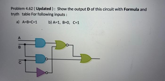 Solved Please show the output D of this cicuit with formula | Chegg.com