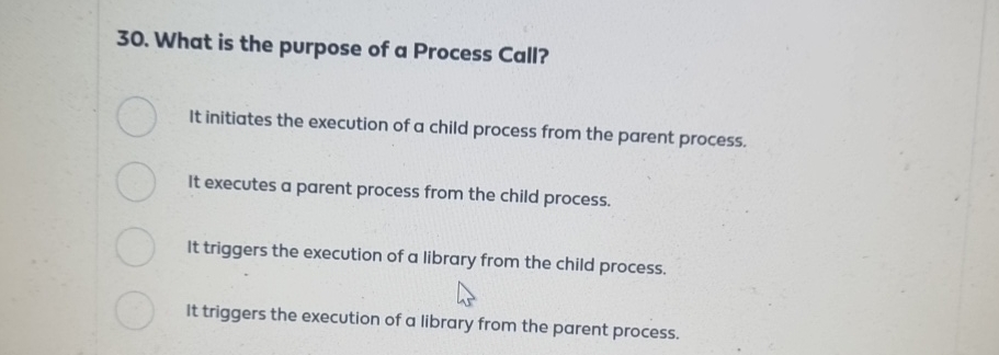 Solved What is the purpose of a Process Call?It initiates | Chegg.com