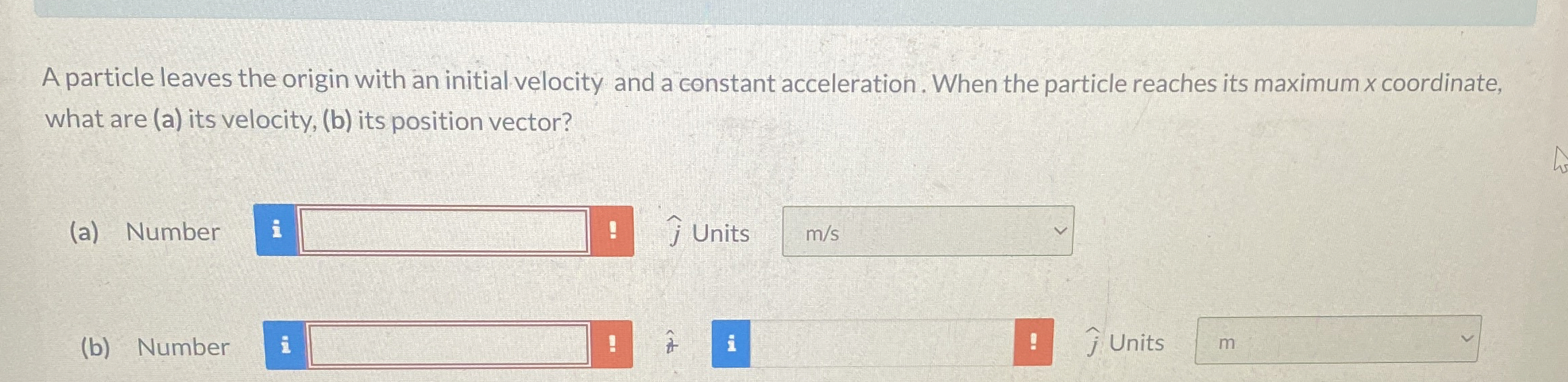 Solved A particle leaves the origin with an initial velocity | Chegg.com