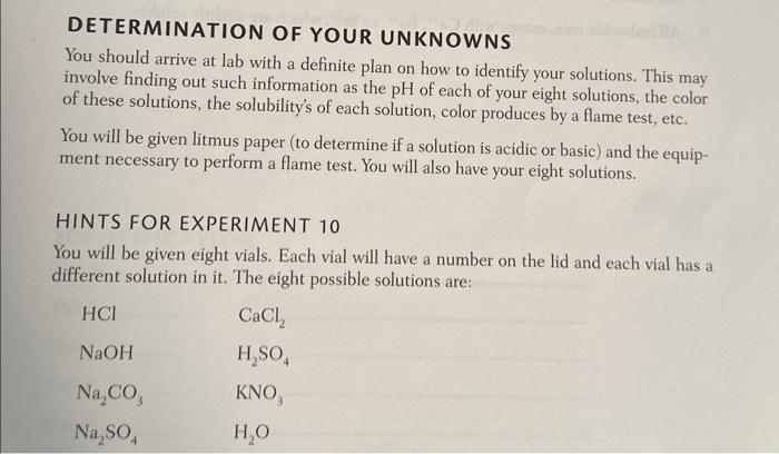 Solved DETERMINATION OF YOUR UNKNOWNS You should arrive at | Chegg.com