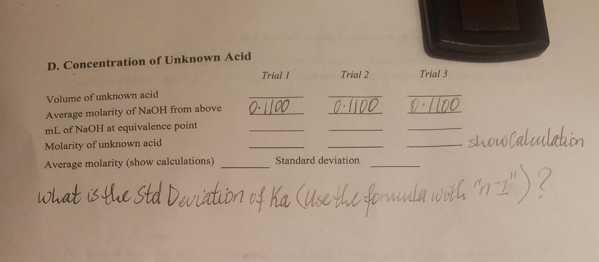 Solved Determination Of The Dissociation Constant Of A Weak