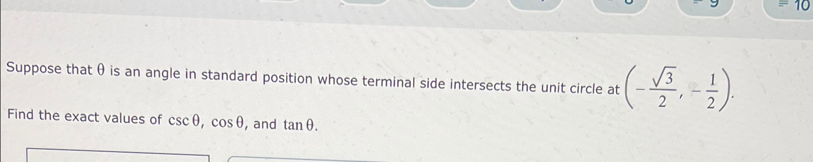 Solved Suppose that θ ﻿is an angle in standard position | Chegg.com