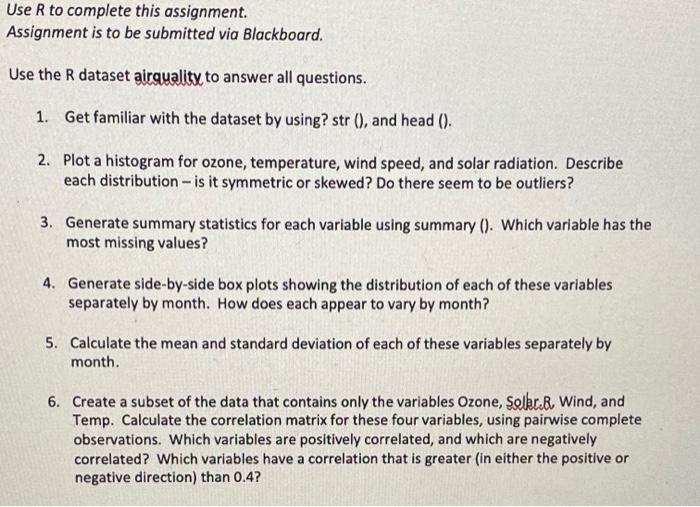 Solved Use R to complete this assignment Assignment is to be | Chegg.com