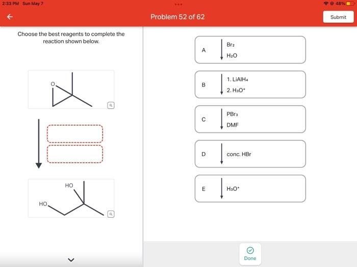 Solved Choose the best reagents to complete the reaction | Chegg.com