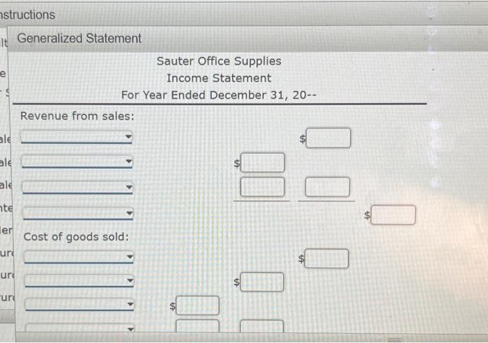 Solved InstructionsMultiple-Step Income Statement Use the | Chegg.com