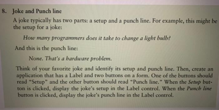 8. Joke and Punch line A joke typically has two | Chegg.com