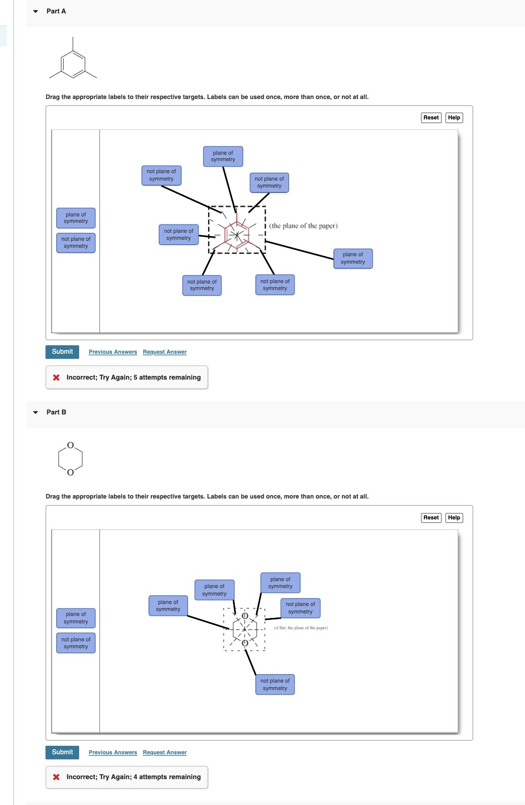 Solved For both parts, identify all planes of symmetry in | Chegg.com