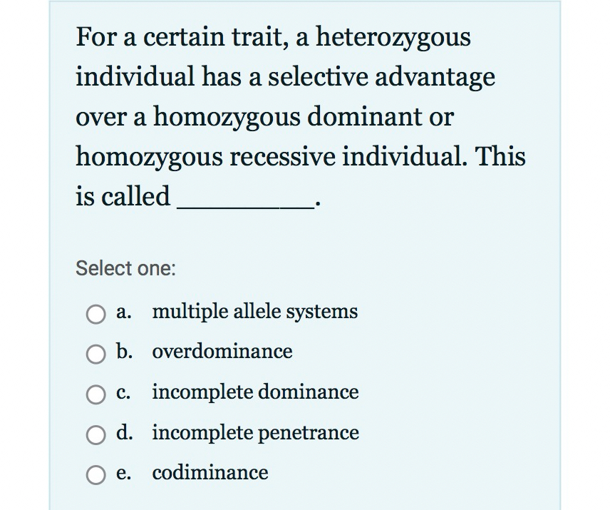 Solved For a certain trait, a heterozygousindividual has a | Chegg.com