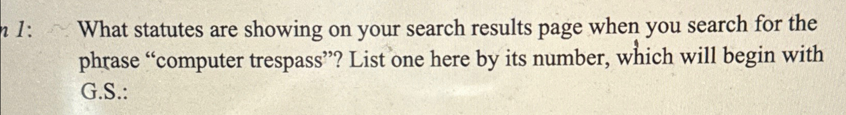 Solved What statutes are showing on your search results page | Chegg.com