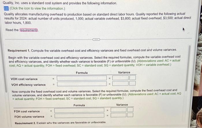 Solved \begin{tabular}{ll} \hline Static budget variable | Chegg.com