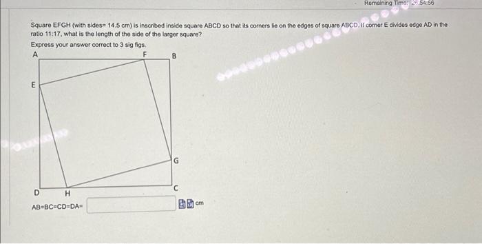 Solved on 4 Square EFGH (with sides= 14.5 cm) is inscribed | Chegg.com