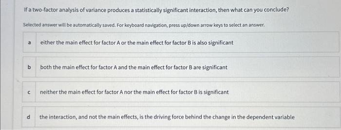 Solved If a two-factor analysis of variance produces a | Chegg.com