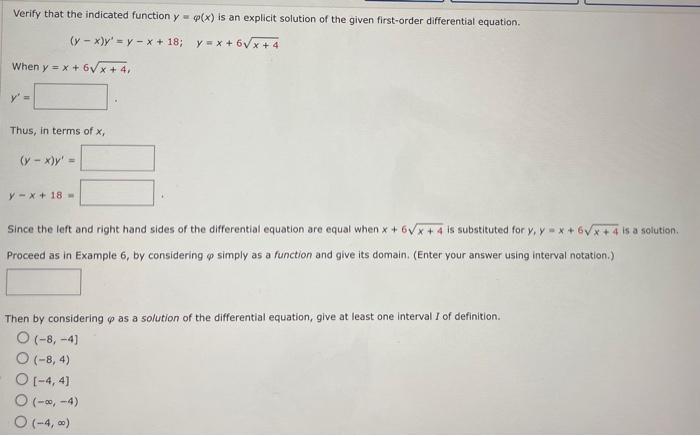 Solved Verify That The Indicated Function Y X Is An