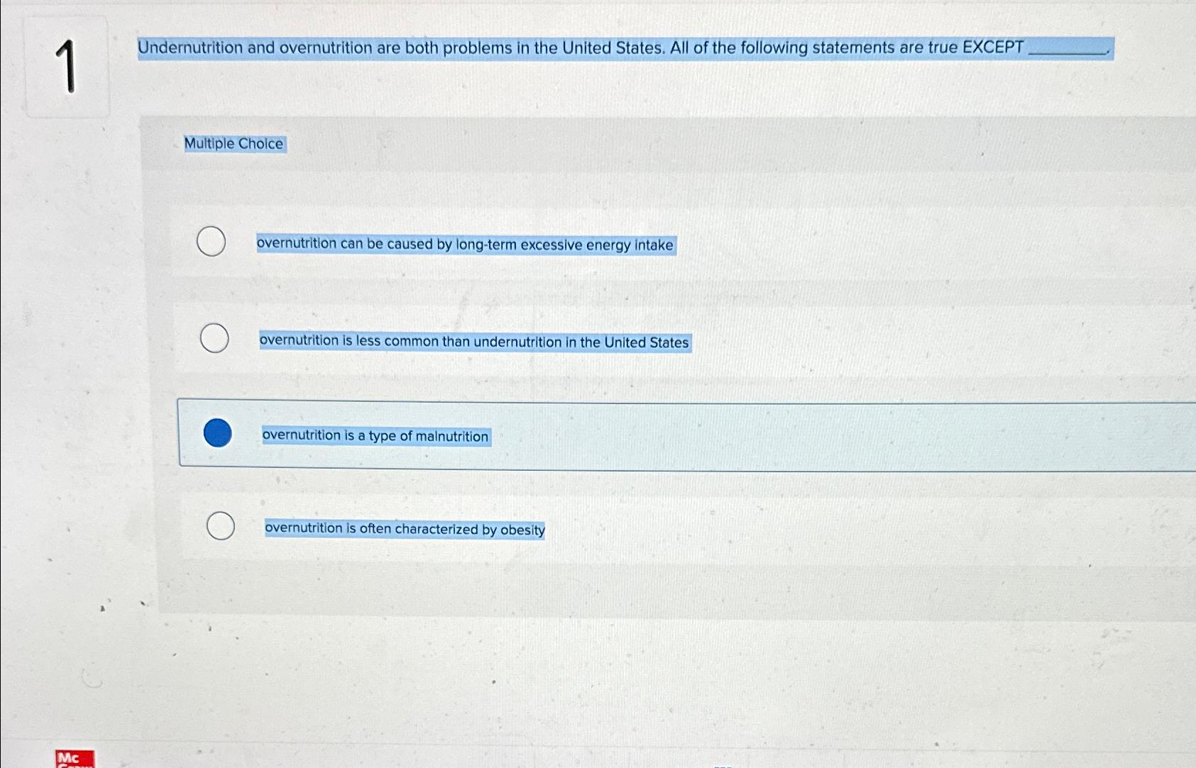 Solved 1 ﻿Undernutrition and overnutrition are both problems | Chegg.com