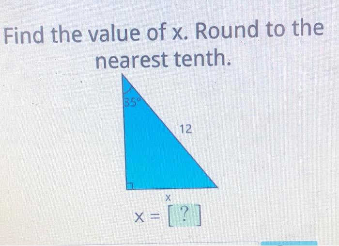 Solved Find the value of x. Round to the nearest tenth. 35 | Chegg.com