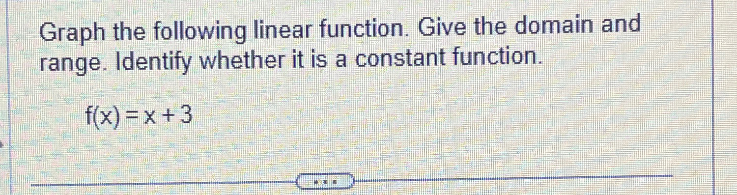 Solved Graph the following linear function. Give the domain | Chegg.com