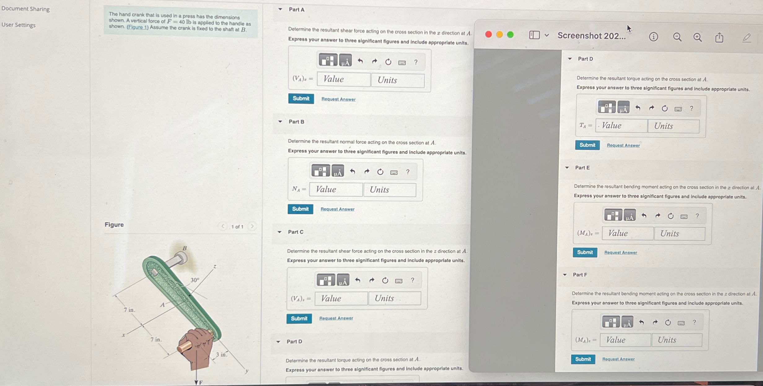 Solved Document SharingUser SettingsThe hand crank that is | Chegg.com
