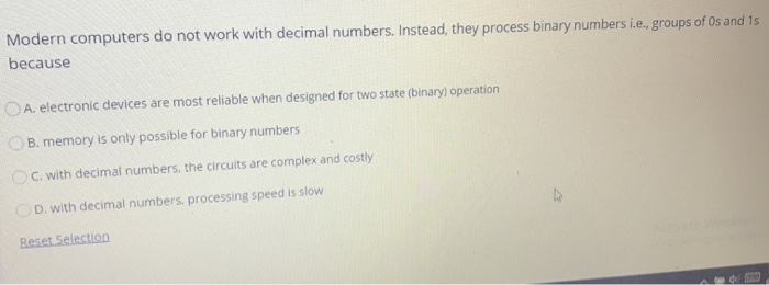 Solved Modern Computers Do Not Work With Decimal Numbers