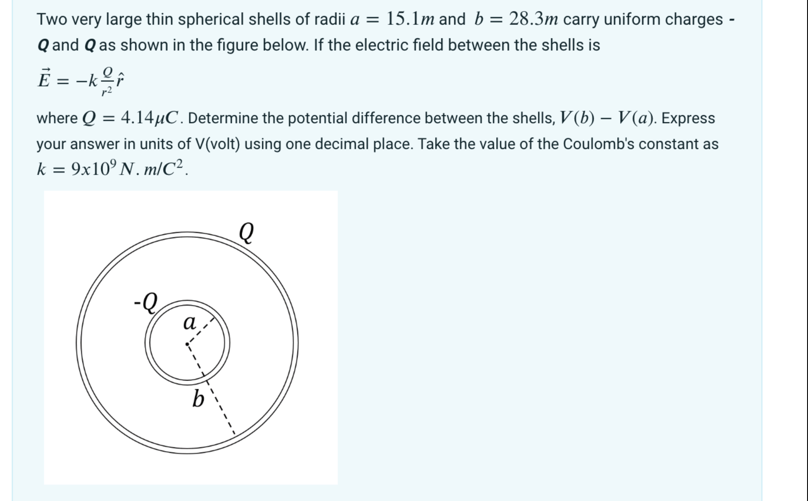 Solved Two very large thin spherical shells of radius | Chegg.com