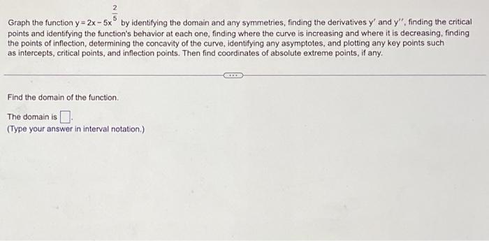 Solved Graph the function y=2x−5x52 by identifying the | Chegg.com